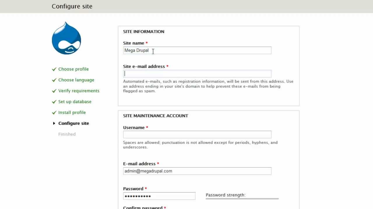 How to install Drupal 7 with standard profile