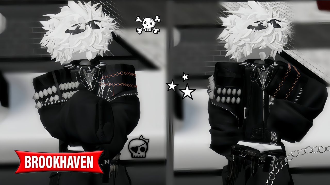 BROOKHAVEN 🏡 BLACK AND WHITE EMO Y2K BOY OUTFIT IDEAS 💨🥷