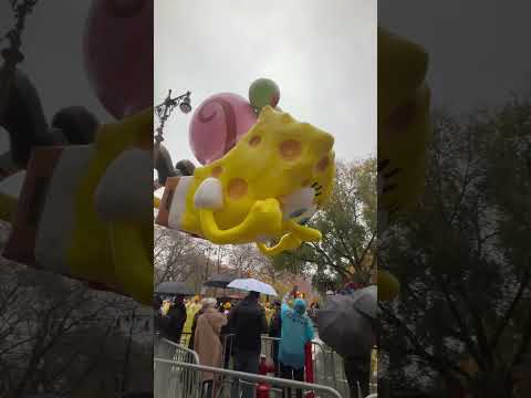 SpongeBob balloon 2024 Macys Thanksgiving Day Parade #spongebob #thanksgiving #shorts #shortsfeed
