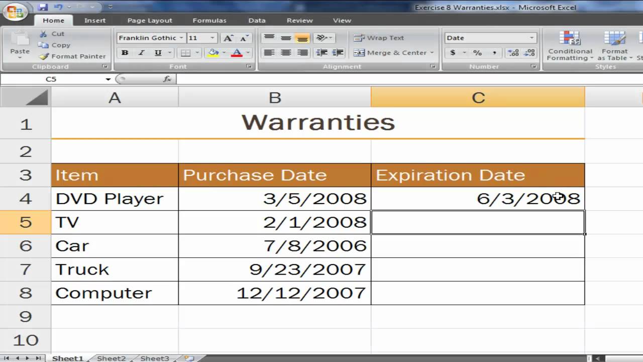 Chapter 8 Exercise 8 (Warranties)