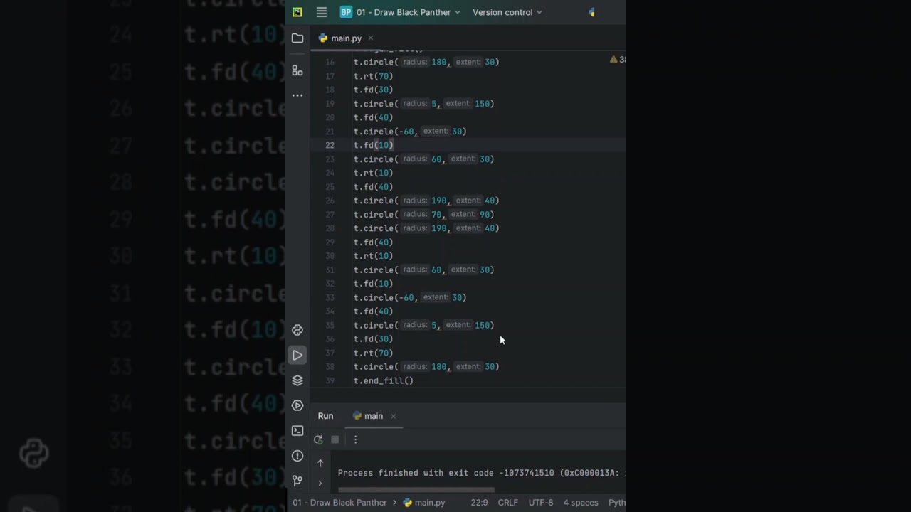 Creating a Black Panther with Python Turtle  #coding #pythonturtle