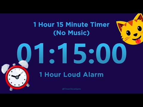 1 Hour 15 minute Timer Countdown (No Music) + 1 Hour Loud Alarm