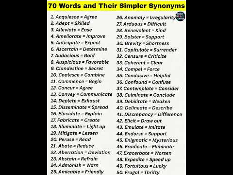 Advanced English Vocabulary: 70 Words and Their Simpler Synonyms #AdvancedEnglish