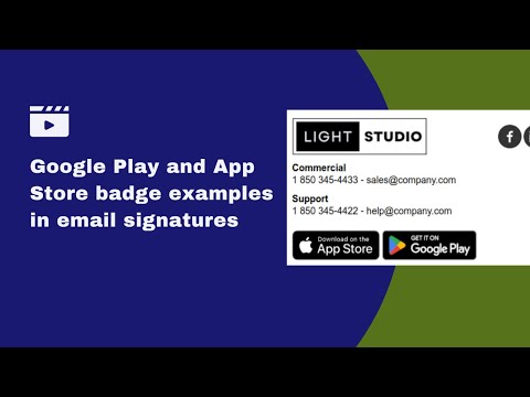 Five email signature examples with a Google Play and App Store badge