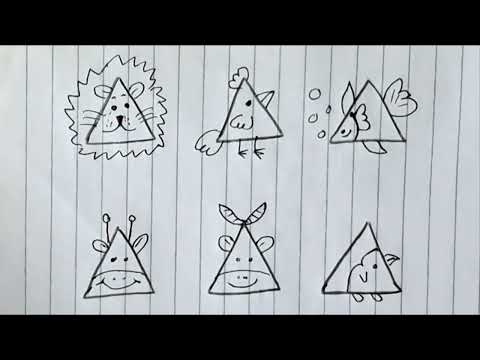 How to Draw Animals Using Triangles🔺️🔺️ – Fun and Easy Geometric Drawing for Kids"#cutedrawing
