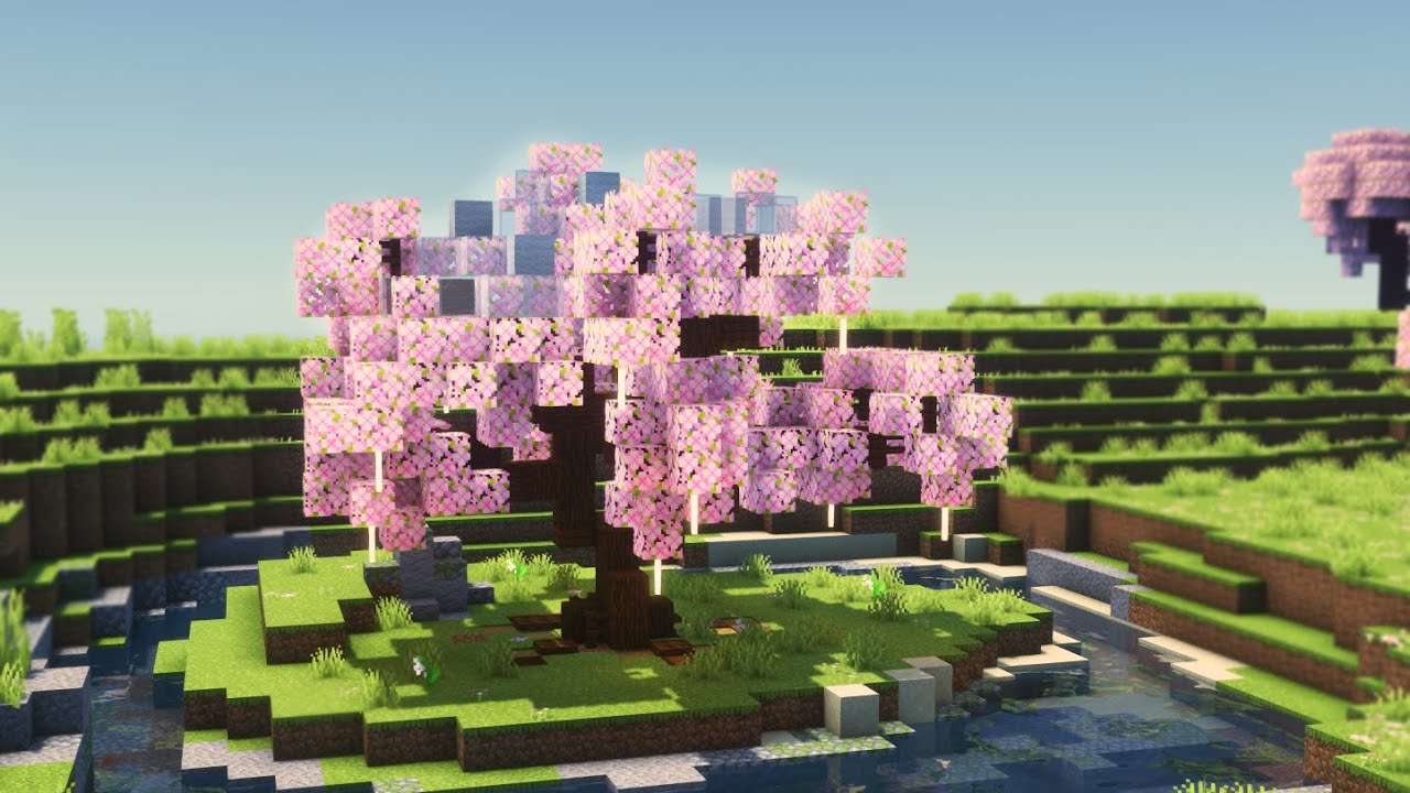 Minecraft - How to Build a Custom Cherry Blossom/Sakura Tree | Build Tutorial