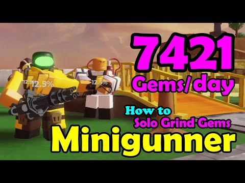 7,421 Gems per Day to Unlock Hacker – Solo Grind Gems with Minigunner Tower Defense Simulator Roblox