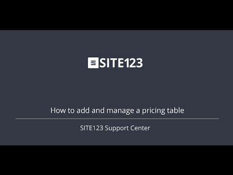 SITE123 - How to add and manage a pricing table
