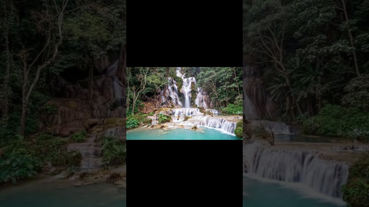 Kuang Si WaterfallThe most famous waterfall in Republic of Laos #shorts #laos