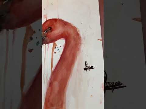 Watercolour Painting of Flamingo