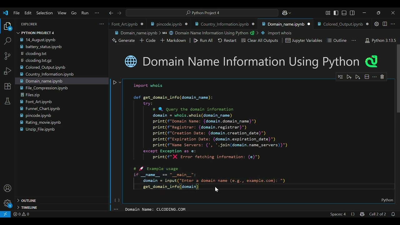 How to Get Domain Name Information Using Python | WHOIS Lookup Tutorial