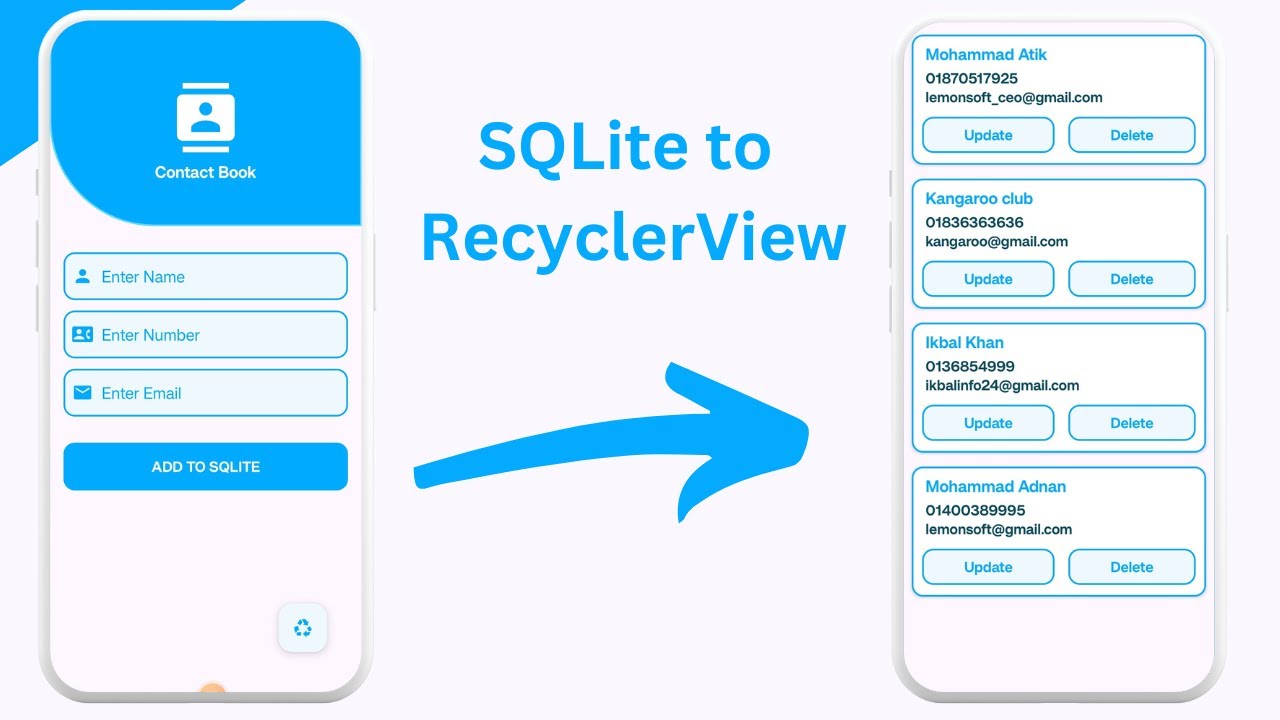 Recyclerview with Sqlite Database | Display SQLite data in RecyclerView
