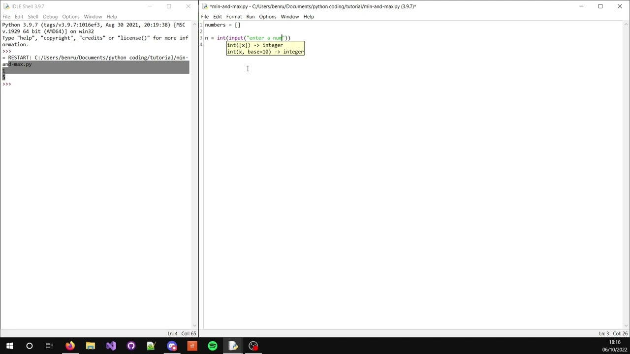 PYTHON Arrays/Lists - min() and max() | TUTORIAL