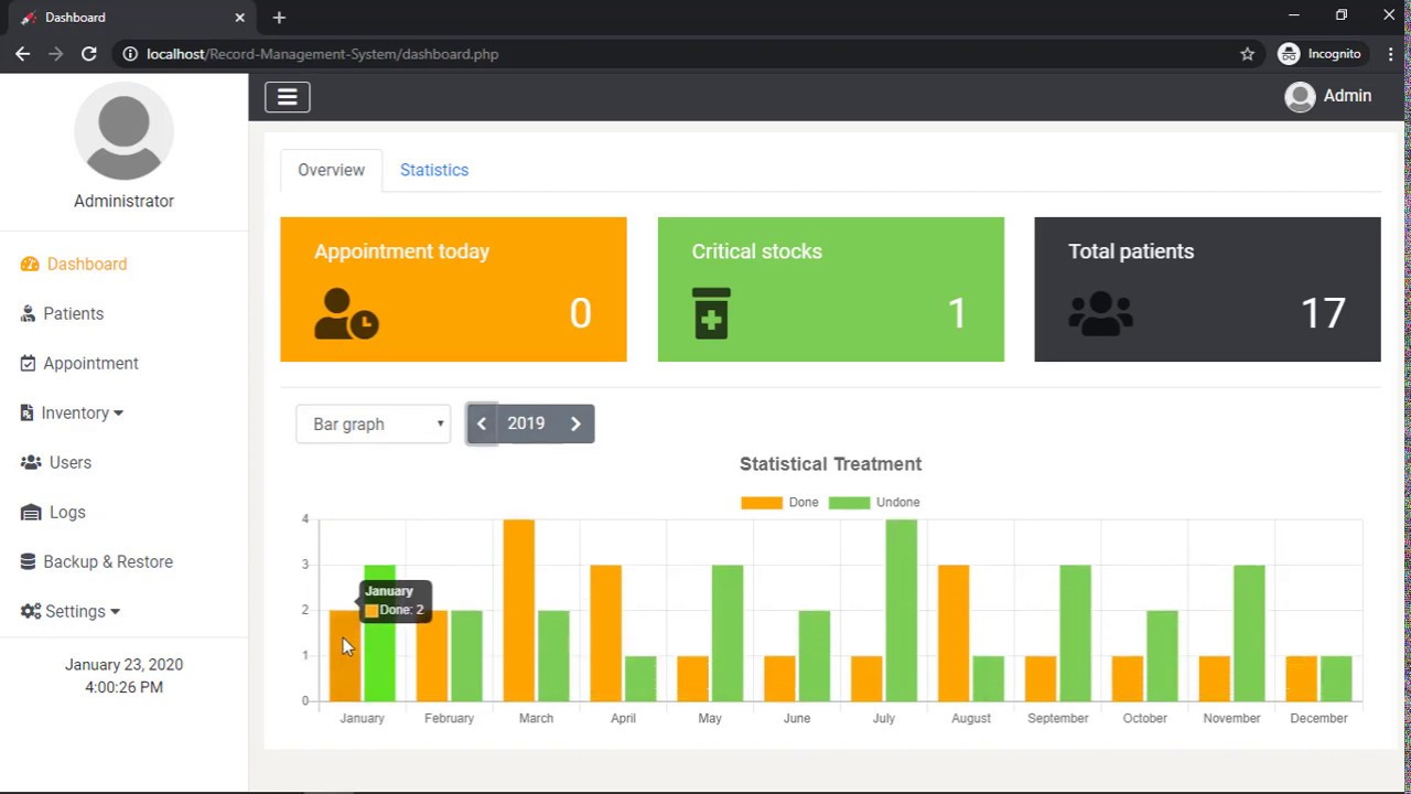 Web based Clinic Record Management System (HTML, CSS, JavaScript, PHP, & MySQL)