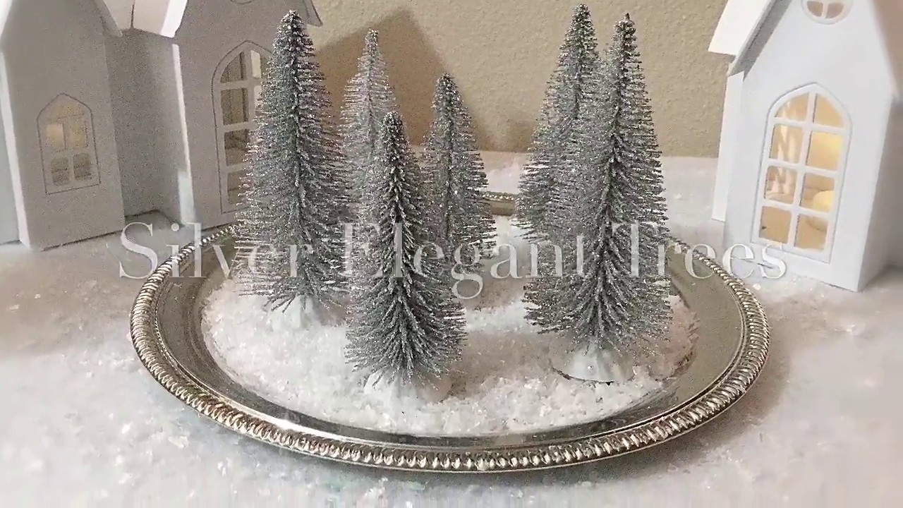 Elegant Silver Wintery Trees on a Silver Platter Using Items From Family Dollar & Dollar Tree