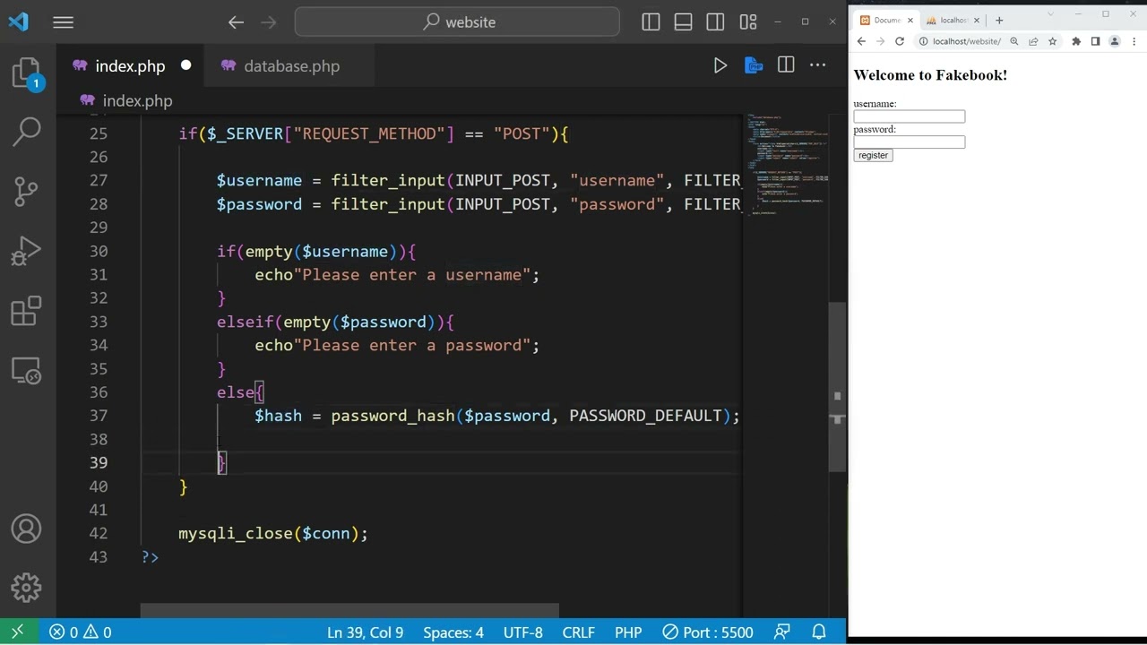 PHP registration form project