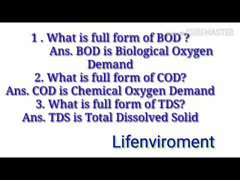 Full form of BOD, COD, TDS, TS,TSS