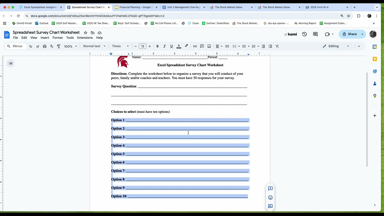 Excel Spreadsheet Assignment #2: Spreadsheet Survey & Chart