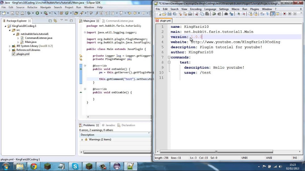 Bukkit plugin coding tutorial - Setting up and basic commands - Part 2