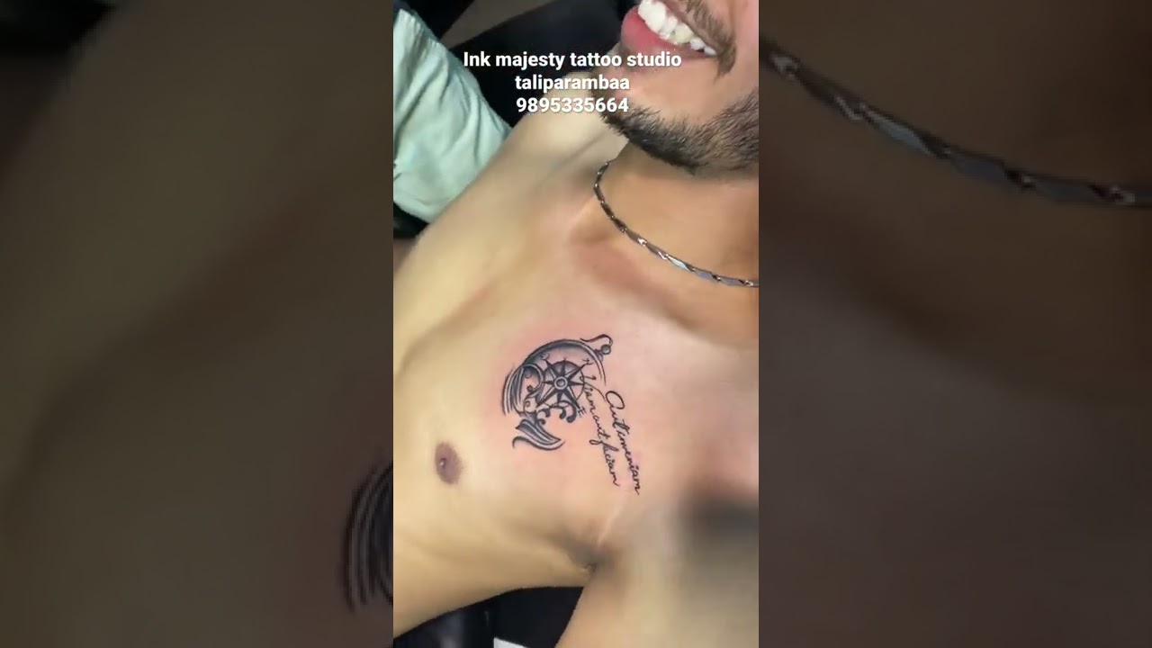 Compass tattoo on chest
