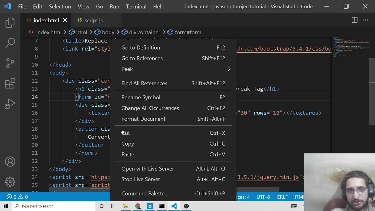Javascript Project to Replace All Line Breaks with br Tags Using Regular Expression & Split,Join