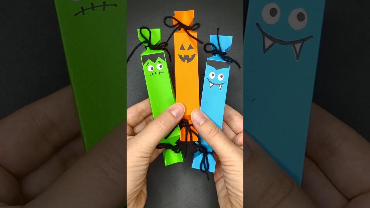🎃 HALLOWEEN Gift Idea 👻 | Easy Origami Candy Box | Cute Paper PUMPKIN, FRANKENSTEIN, DRACULA VAMPIRE