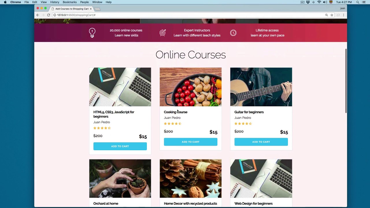 JavaScript Course - Shopping Cart with LocalStorage