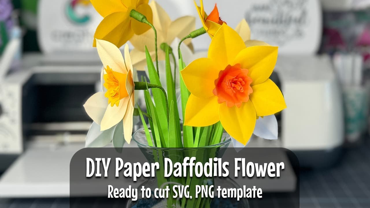 How to Make DIY Daffodil Flower | Hand Made Narcissus Paper Flower | Daffodil Flower SVG Template