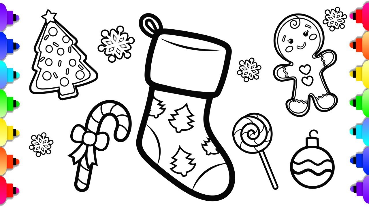 Christmas Stocking Coloring Page  💗🎄💗Learn to Draw Christmas Stuff  💚Printable