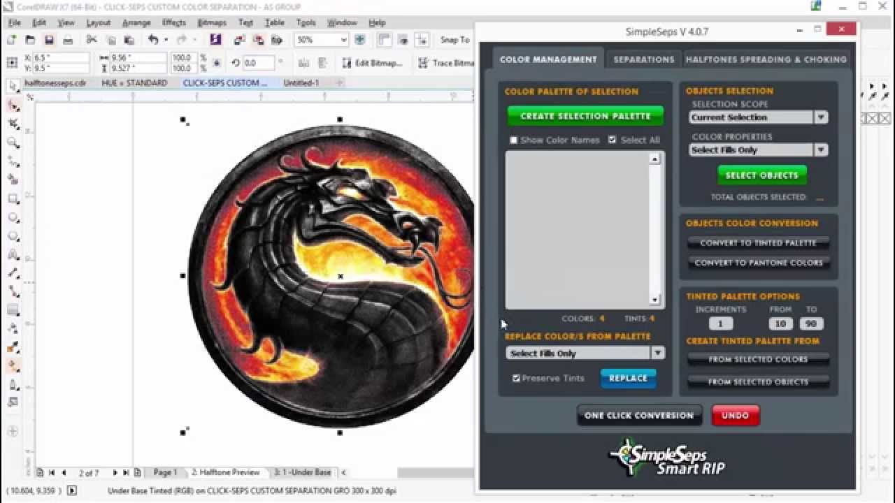 Simulated Process Color Separations and Halftones