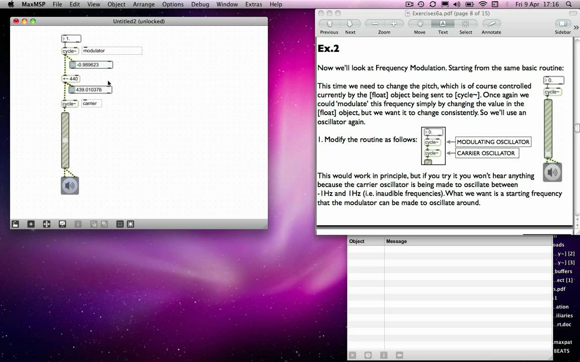 Max MSP Tutorial 06a4: Frequency Modulation [1]
