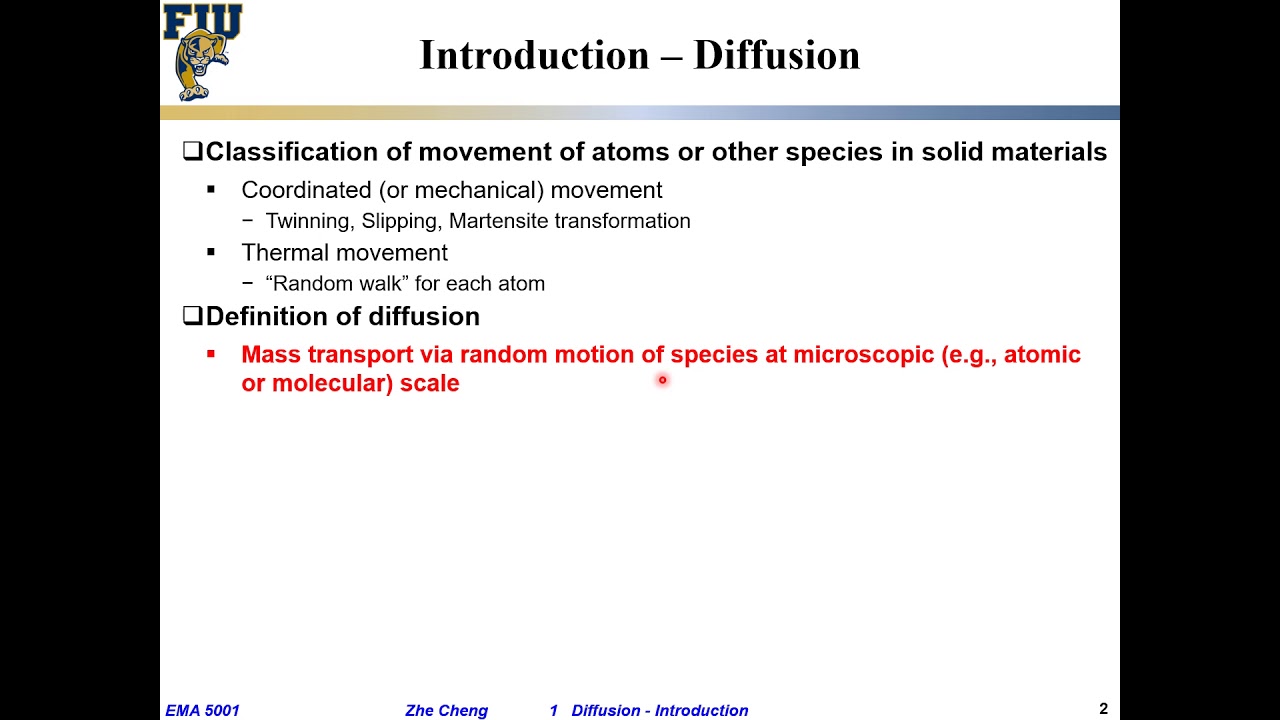 EMA5001 L01-01 Diffusion definition and diffusing species
