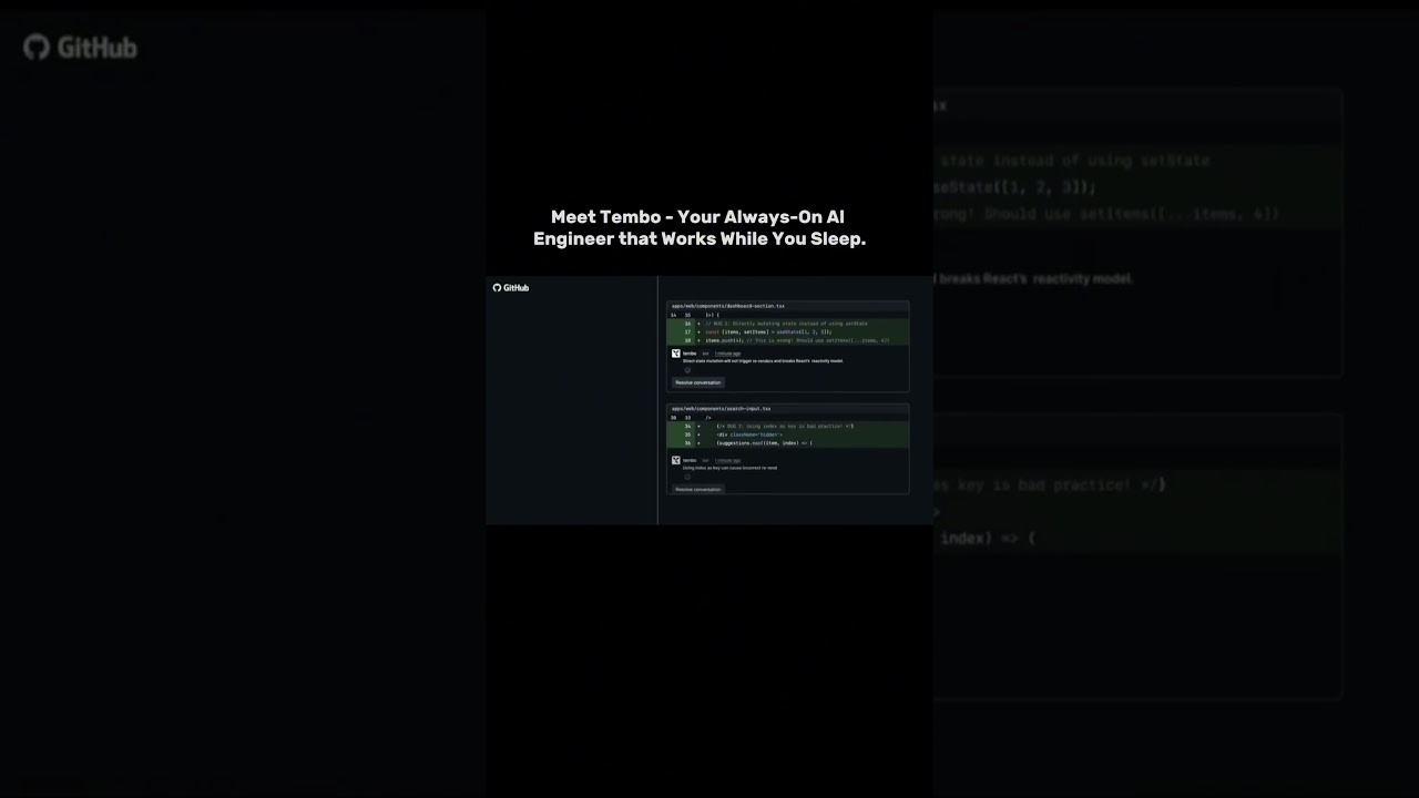 Your next engineer isn’t human… and it’s better.”Tembo connects to GitHub, Sentry, Datadog