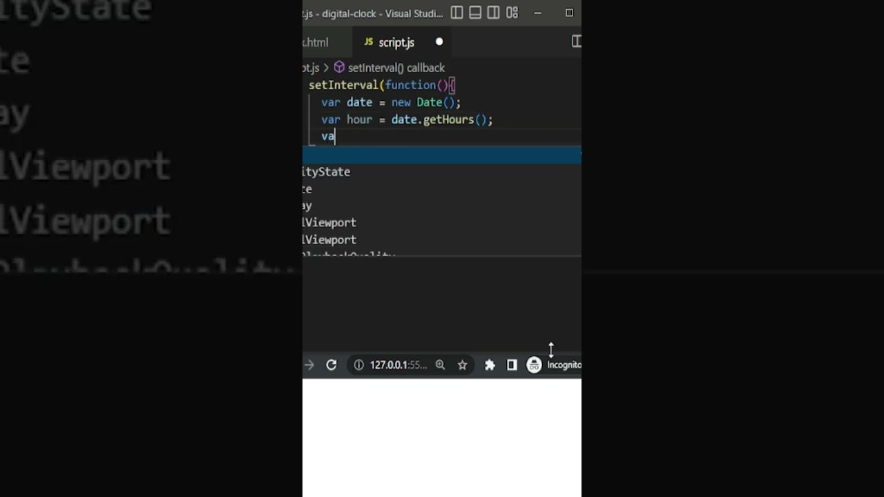 Digital clock using JavaScript #shorts