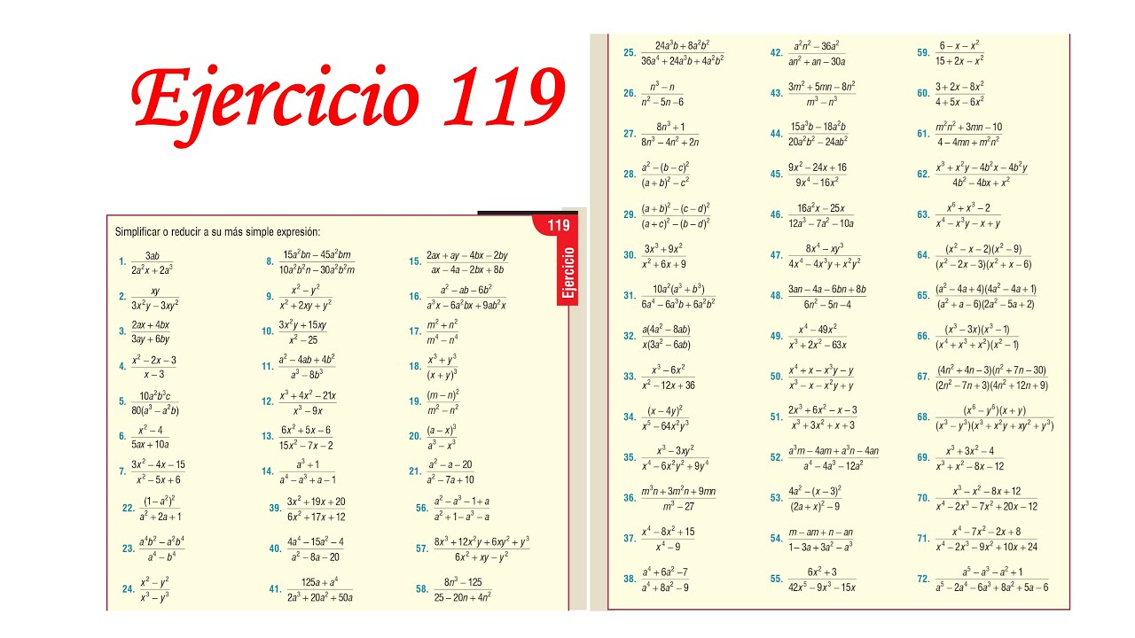 Algebra de Baldor: Ejercicio 119 - Completo