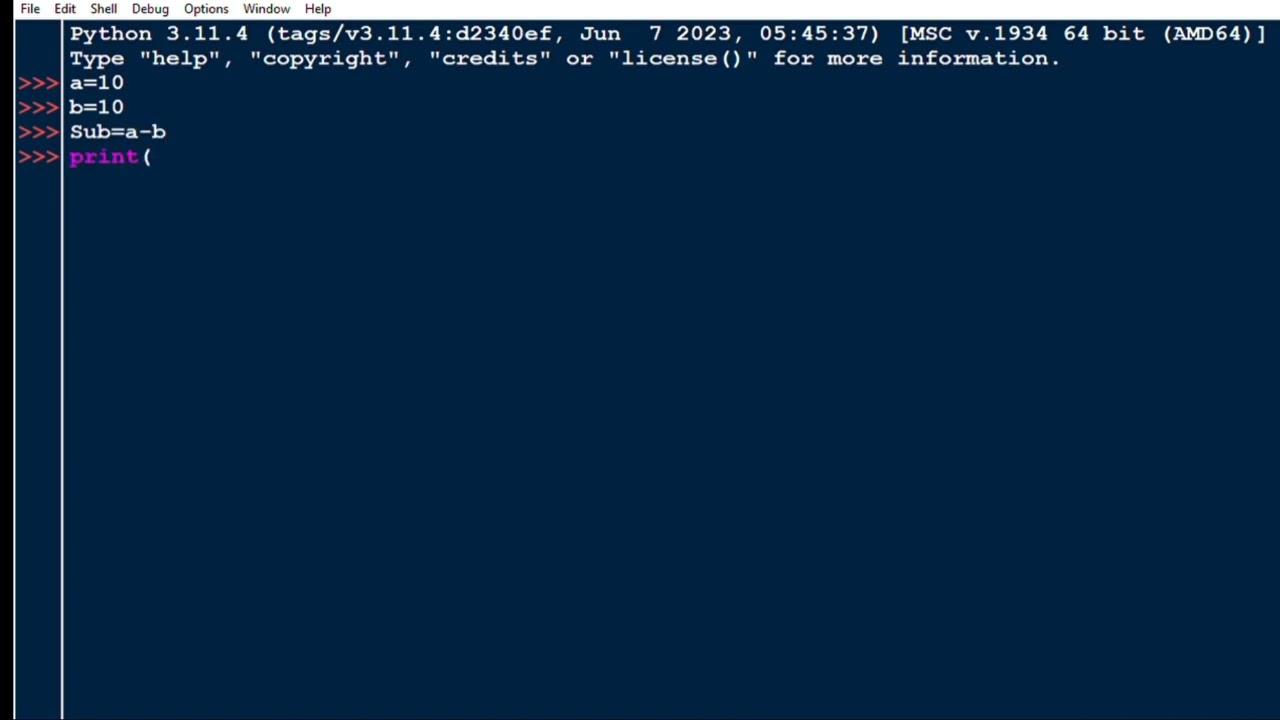 Subtraction of two numbers in python || Class 11 || Pythoncodes