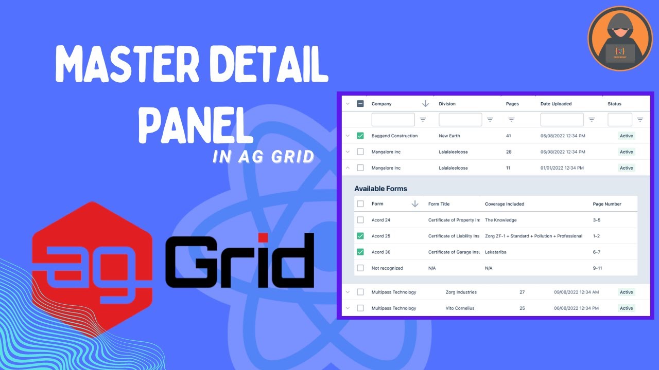 React Ag-Grid Tutorial: Implementing Master-Detail Panel in Data Grid | Codenemy Tutorial