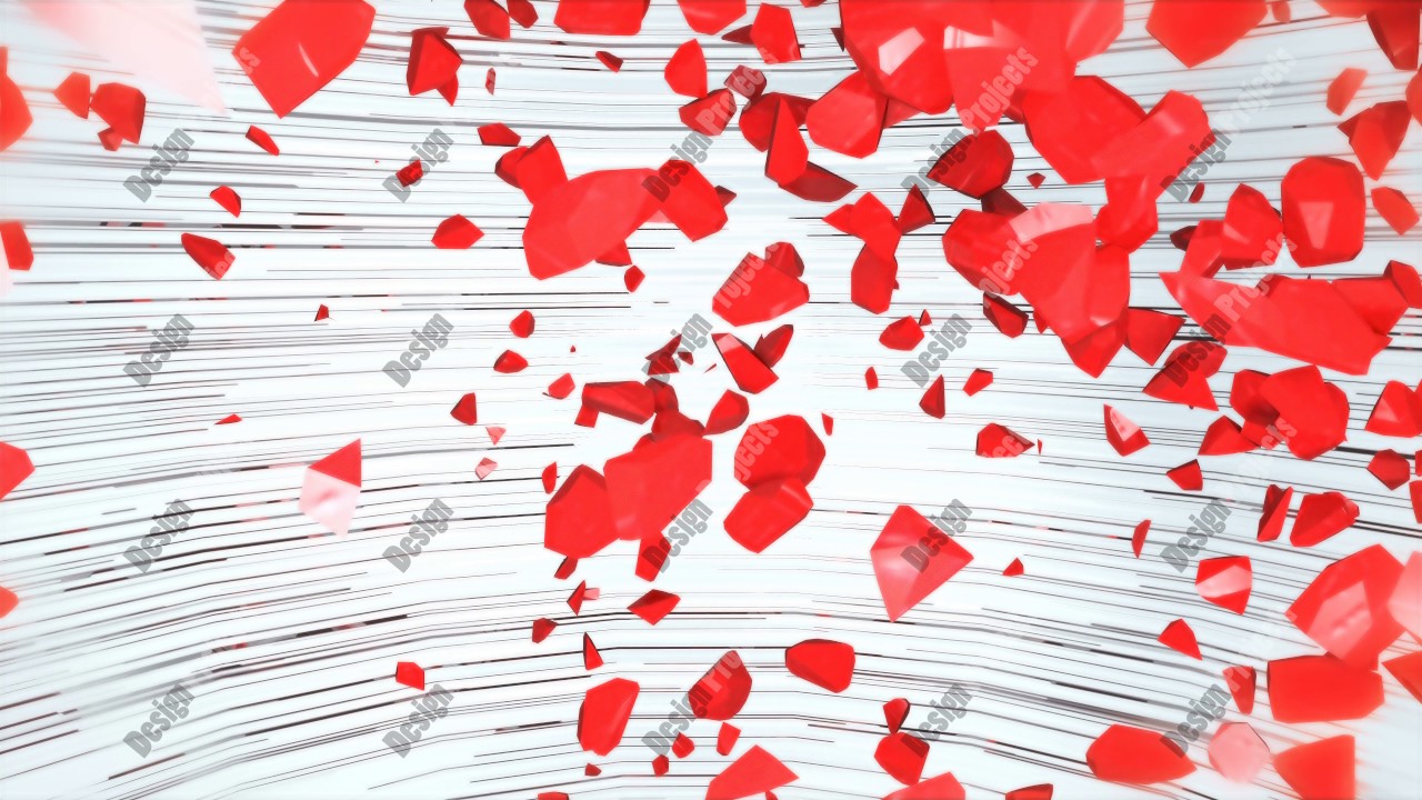 Exploding red heart on white background. 4k