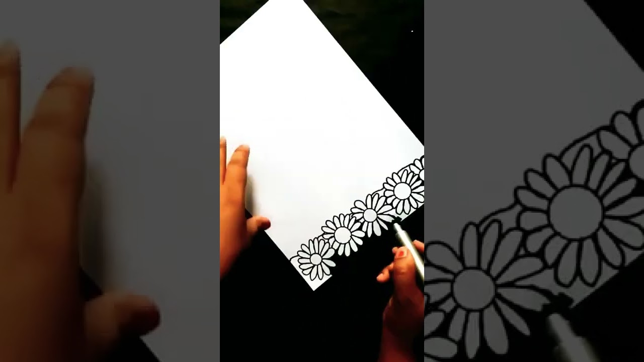easy flower border designs for projects|assignment front page border designs #shorts #shortvideo