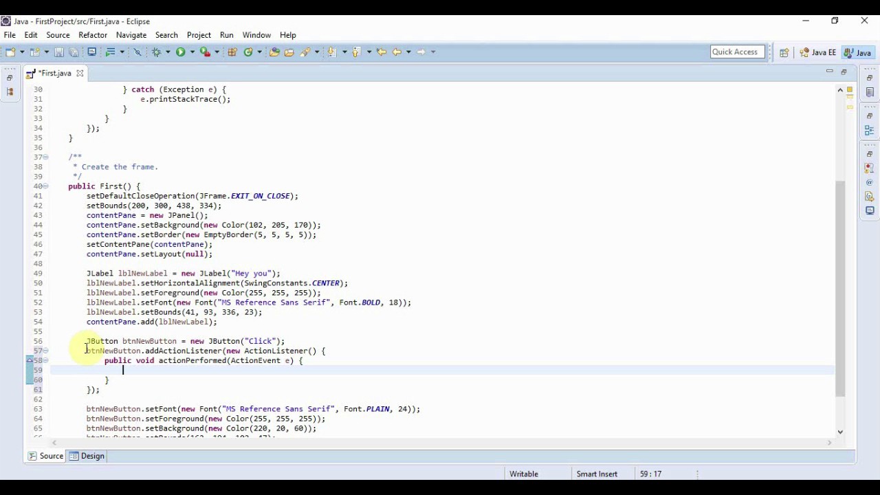 Java Swing Tutorial 5 : ActionListener Part 1