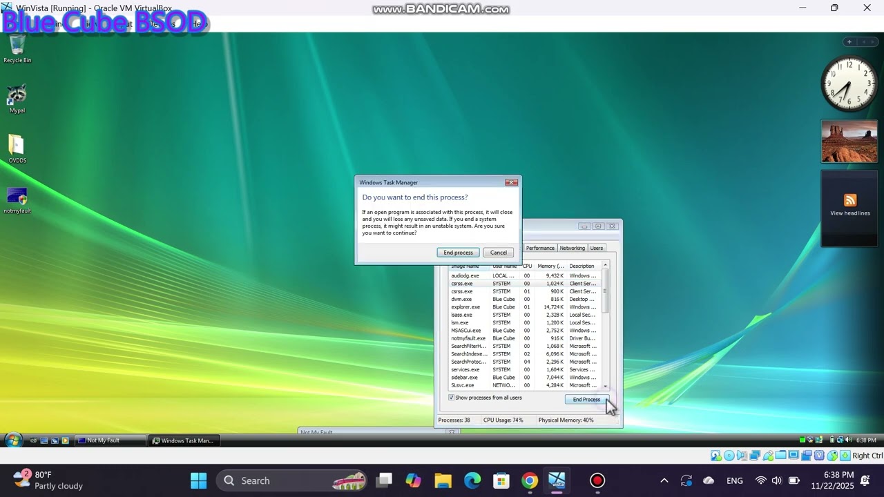Testing Windows Vista BSOD In VM