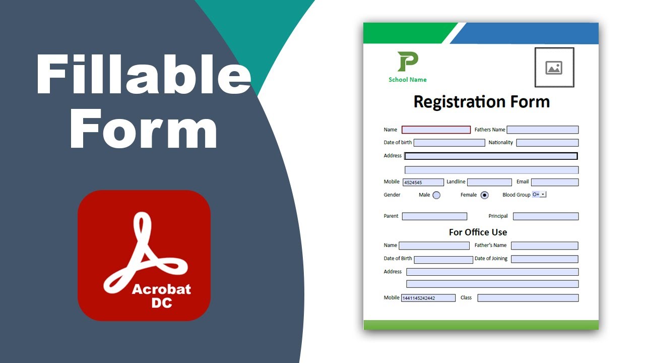 How to create fillable school registration form in Acrobat pro DC PDF Editor