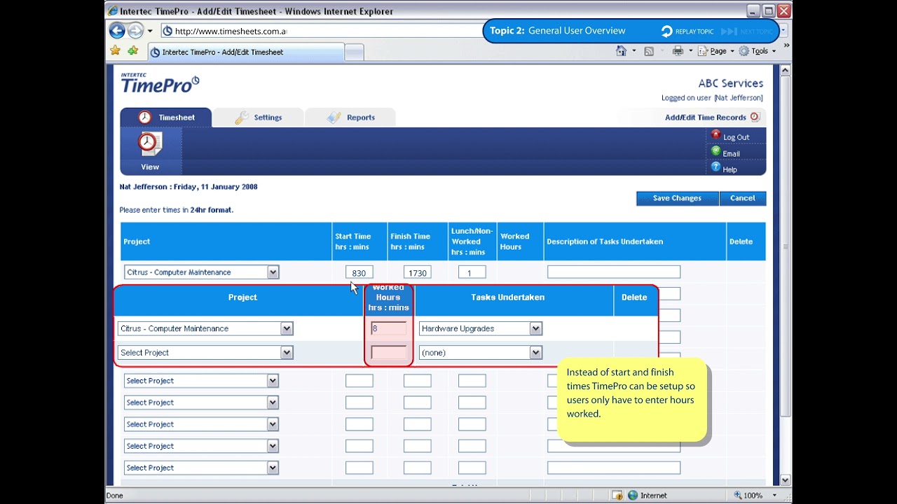 General User Tour - Intertec TimePro