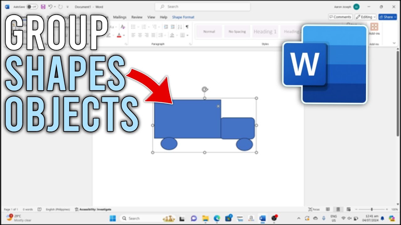 How to Group Shapes/Objects on MS Word