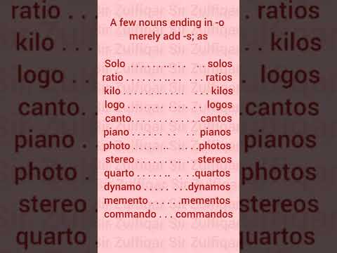 adding -s with a few nouns ended with -o|English Grammar|@zulfiqarkhatri