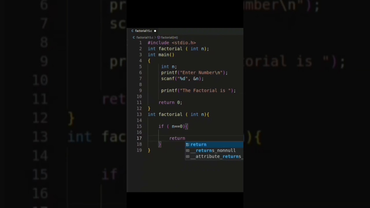 factorial program in c programming #cprogramming #ask4help
