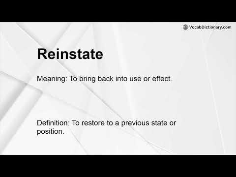 Reinstate Meaning