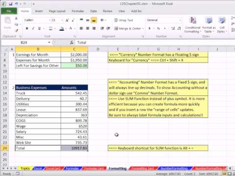 Excel 2010 Business Math 03: Stylistic and Number Formatting