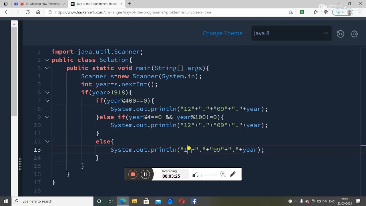 Day of the programmer-Hackerrank || java programming language || problem solving on hackerrank
