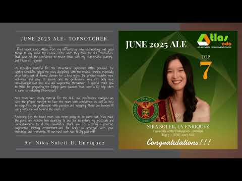 ATLAS-CDC JUNE 2025 ALE 7th Placer: Nika Soleil U. Enriquez, UP Diliman
